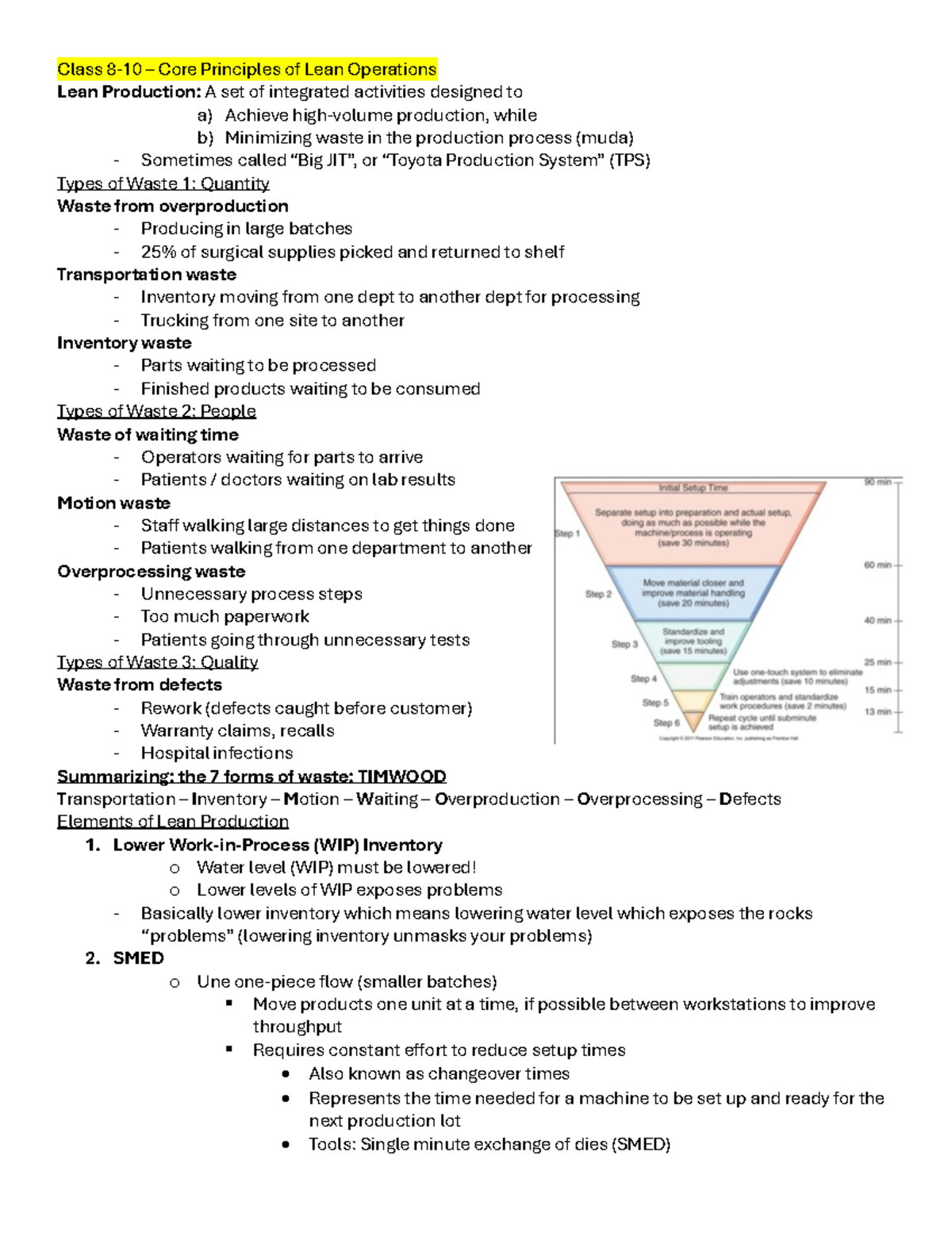 BUAD 341 Cheat Sheet: Lean Operations Principles for Exam 2 - Studocu