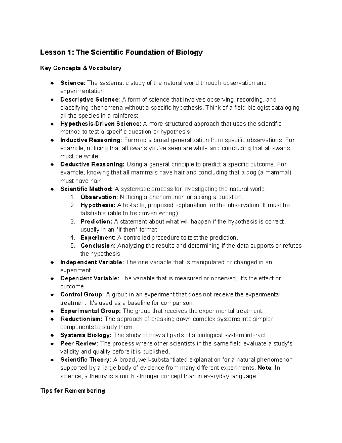 Biology Study Guide: Key Concepts & Practice Problems for Test 1 - Studocu