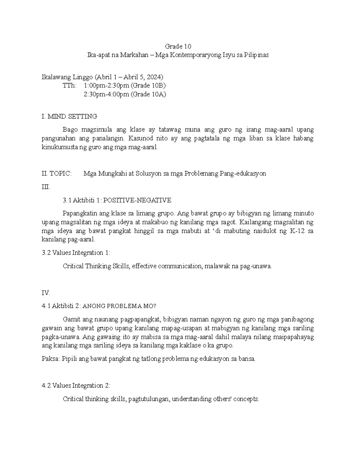 LP AP10 Q4 M2 - Mga Kontemporaryong Isyu sa Edukasyon sa Pilipinas - Studocu