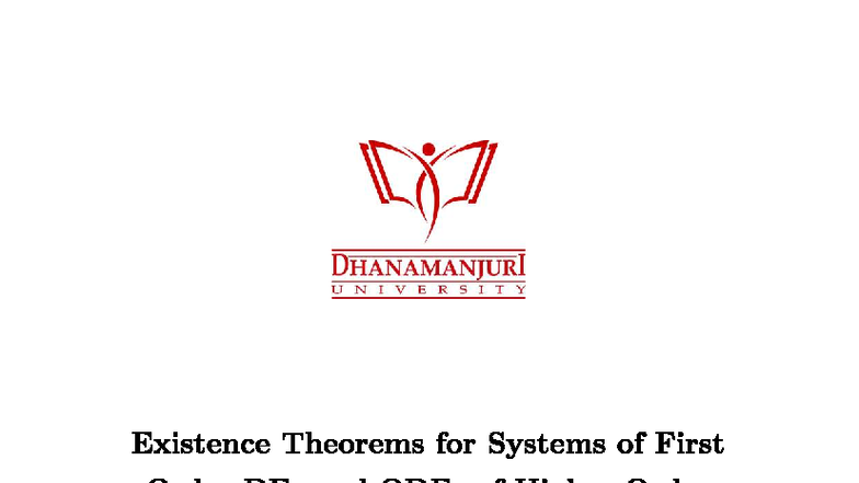 L05 Existence Theorems for First Order DEs & Higher Order ODEs - Studocu