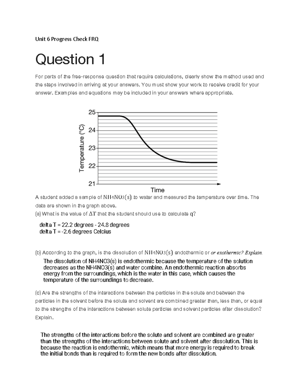 Unit 6 Progress Check FRQ-3: Thermodynamics & Reactions Analysis - Studocu