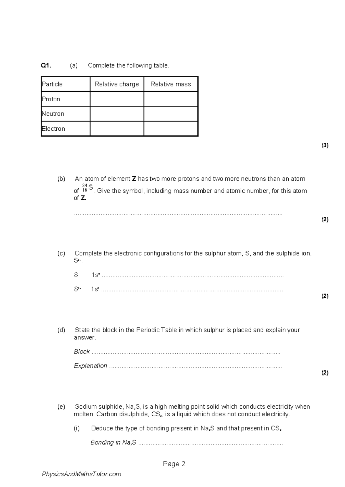 Periodic Table Practice QP - Periodicity 2 Exam Prep - Studocu