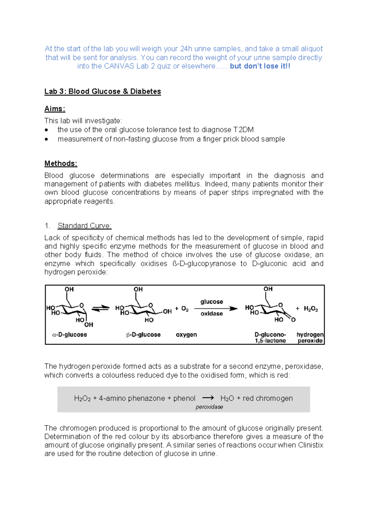 Lab 3: Blood Glucose Analysis & Oral Glucose Tolerance Test - Studocu