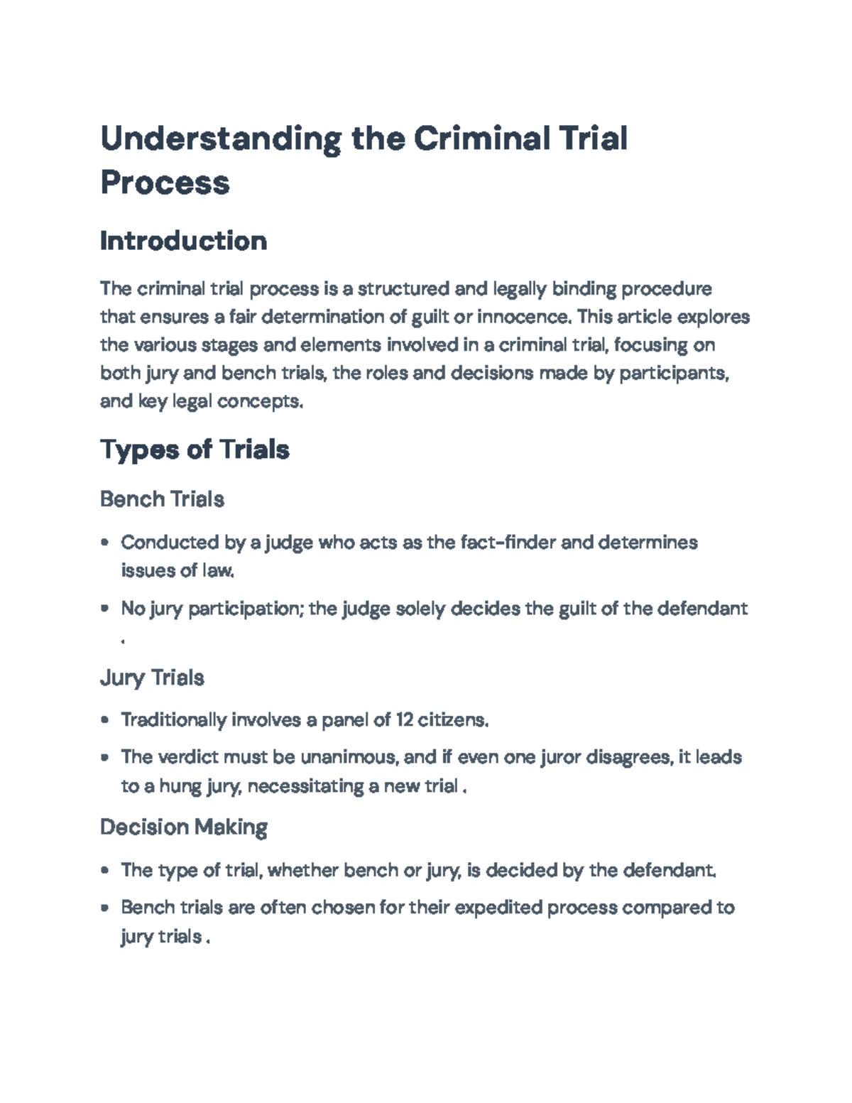 Understanding the Criminal Trial Process: Key Stages and Implications ...