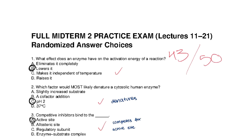 BIO101 MIDTERM 2 PRACTICE EXAM - RANDOMIZED QUESTIONS - Studocu
