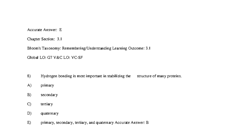 Becker's World of the Cell 10th Ed: Test Bank for Chapter 3.1 - Studocu