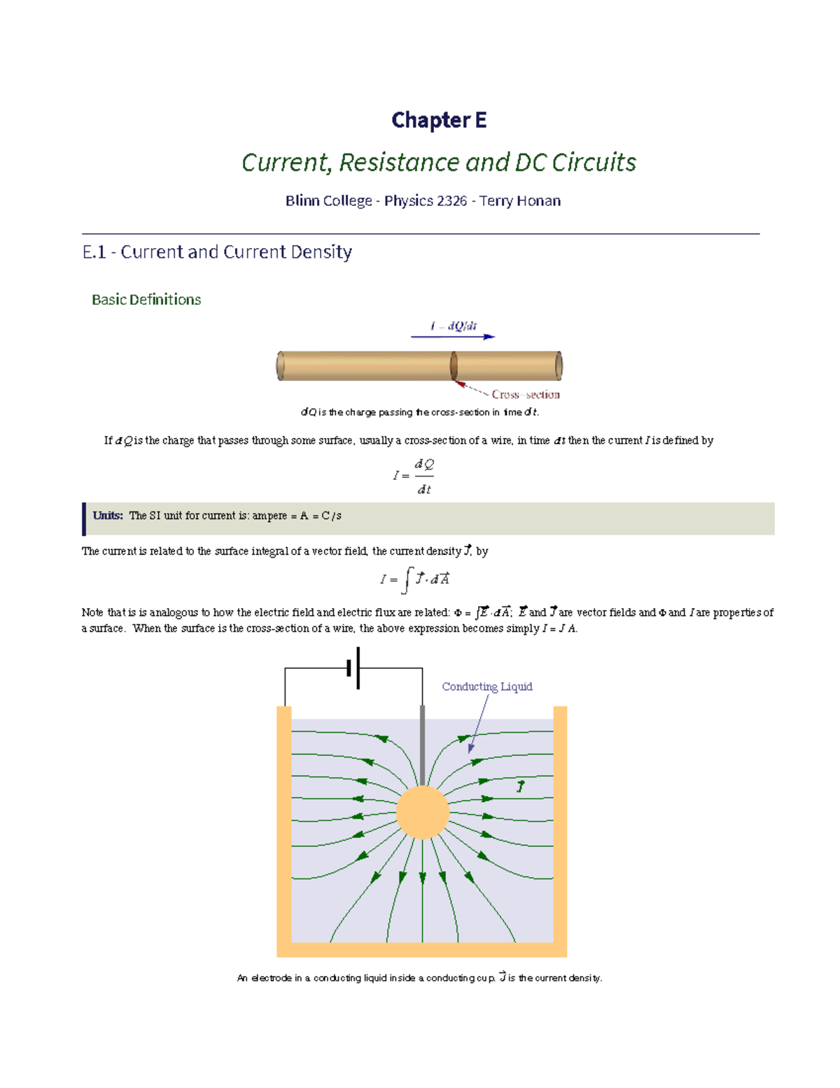 Chapter E: Current, Resistance and DC Circuits - Physics 2326 - Studocu