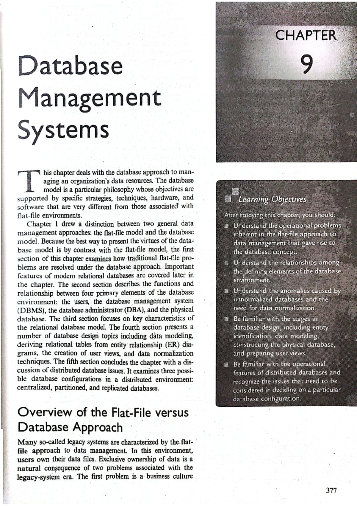 Chapter 9: Overview of Database Management Systems and Their Functions ...