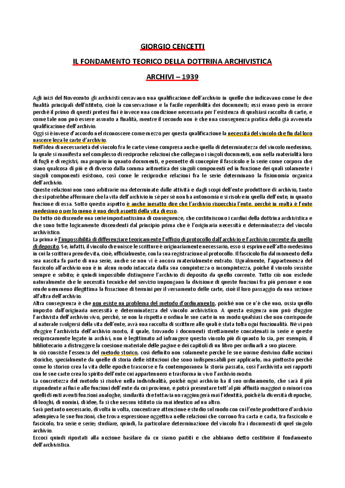 Il fondamento teorico della dottrina archivistica: approfondimenti di ...