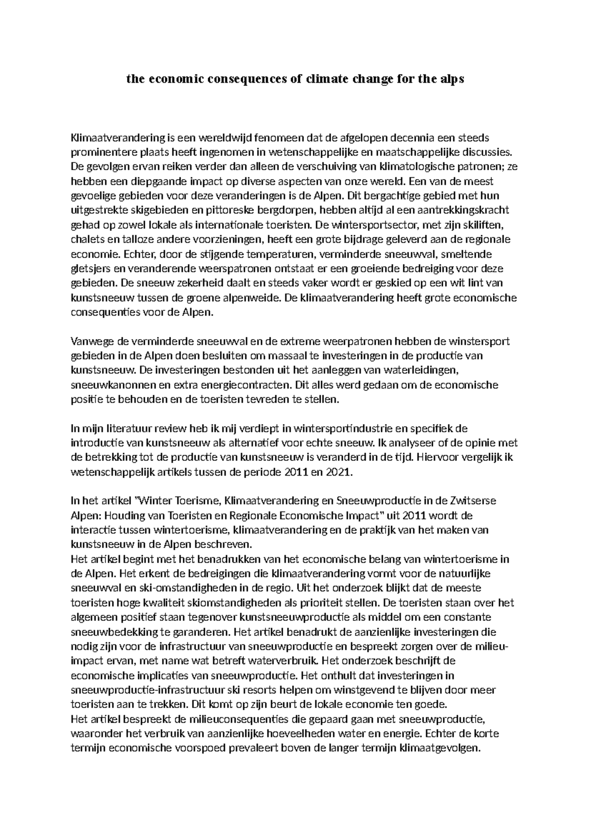 Literatuurreview: Economische Impact van Klimaatverandering op de Alpen ...