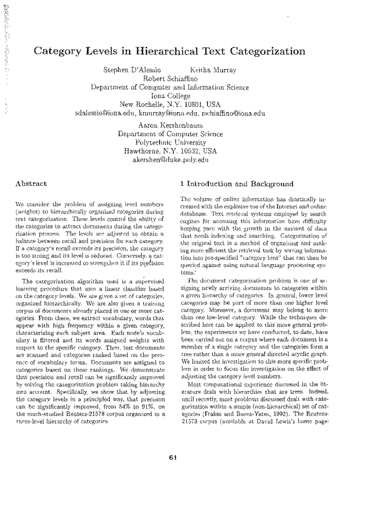 Hirerachy of categories - Category Levels in Hierarchical Text ...