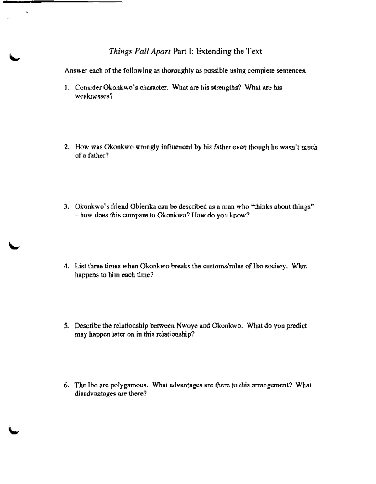 Things Fall Apart (ENG 101): Comprehensive Tests and Quizzes - Studocu