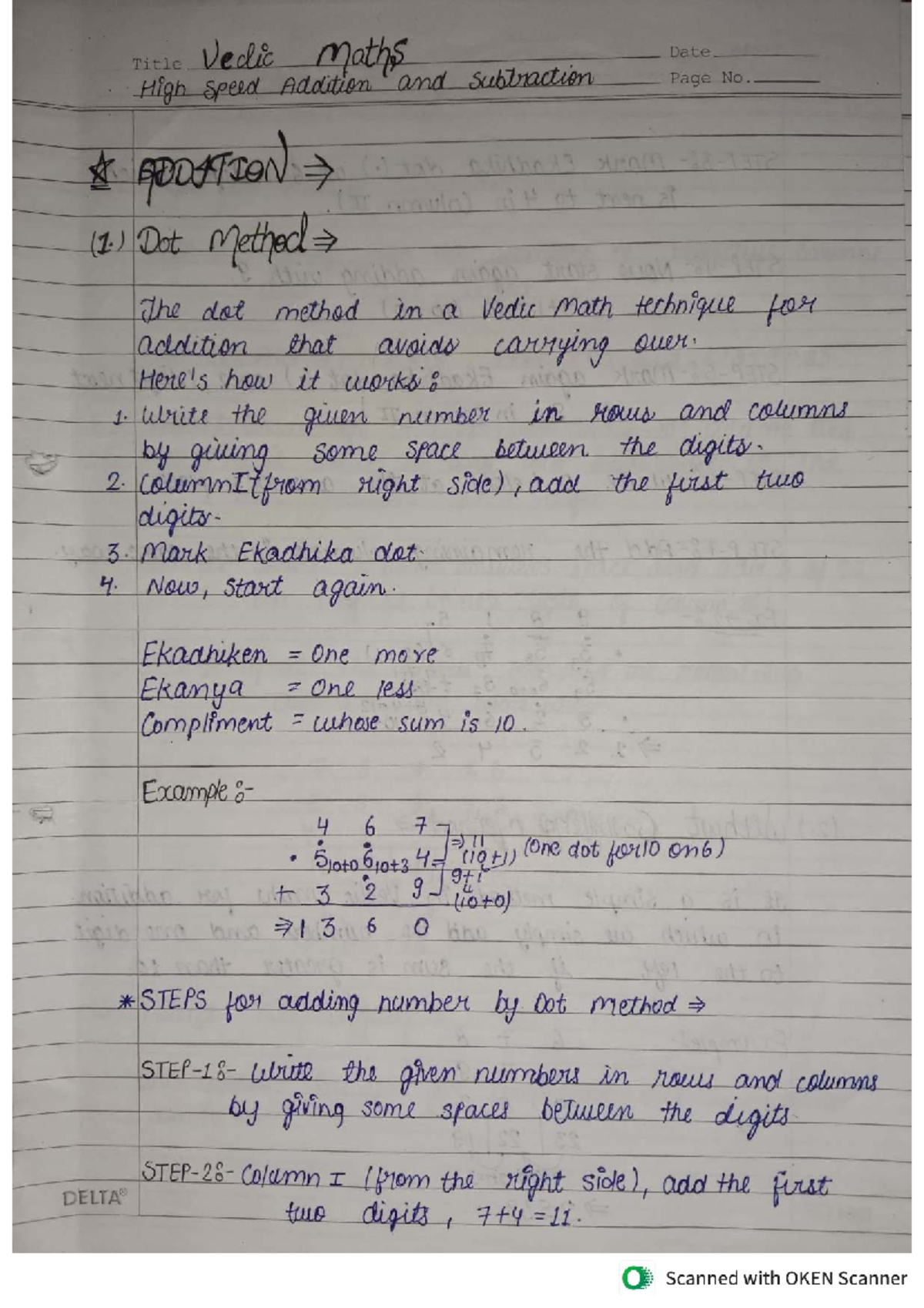 Vedic Maths Techniques: High-Speed Addition & Subtraction Notes - Studocu