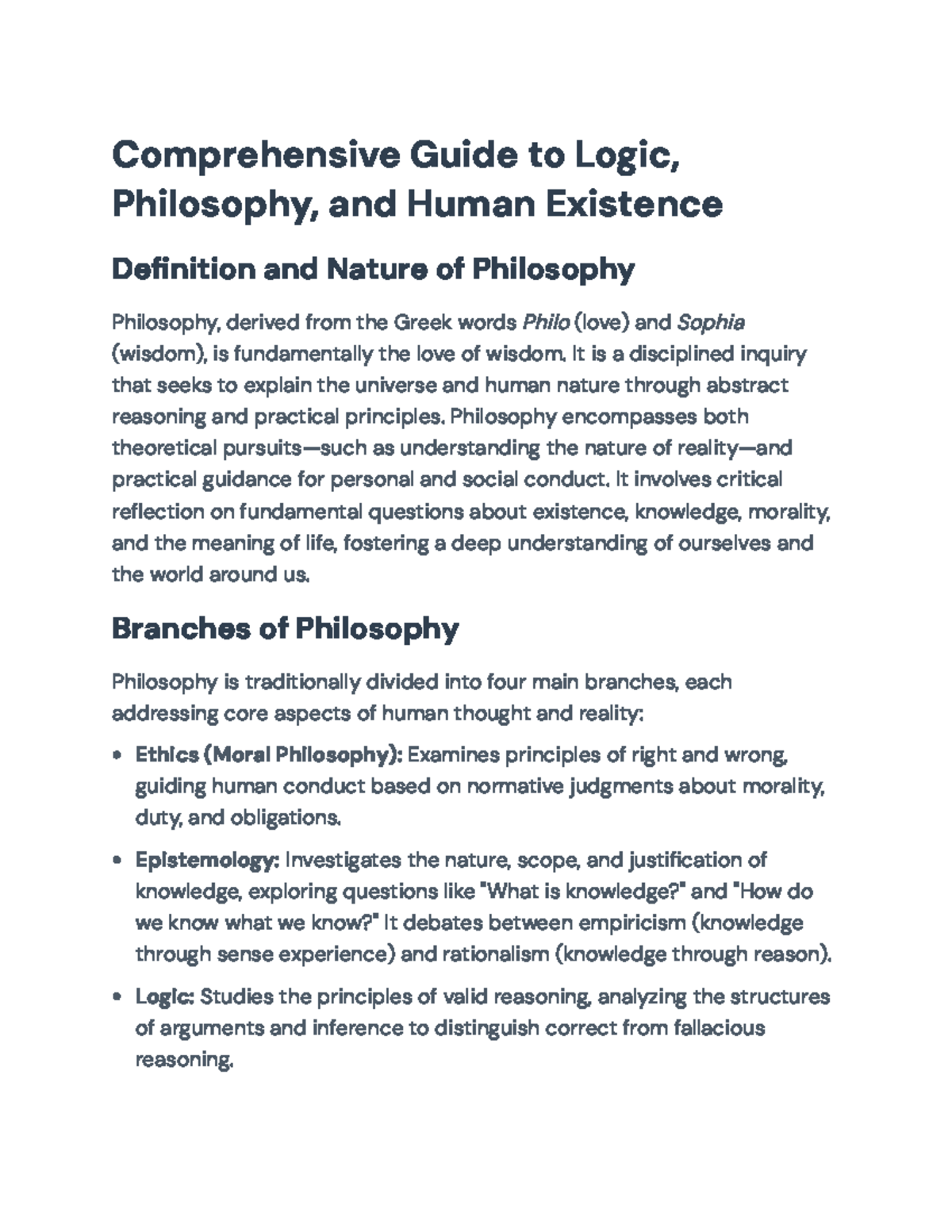 Comprehensive Guide to Logic, Philosophy, and Human Existence ...