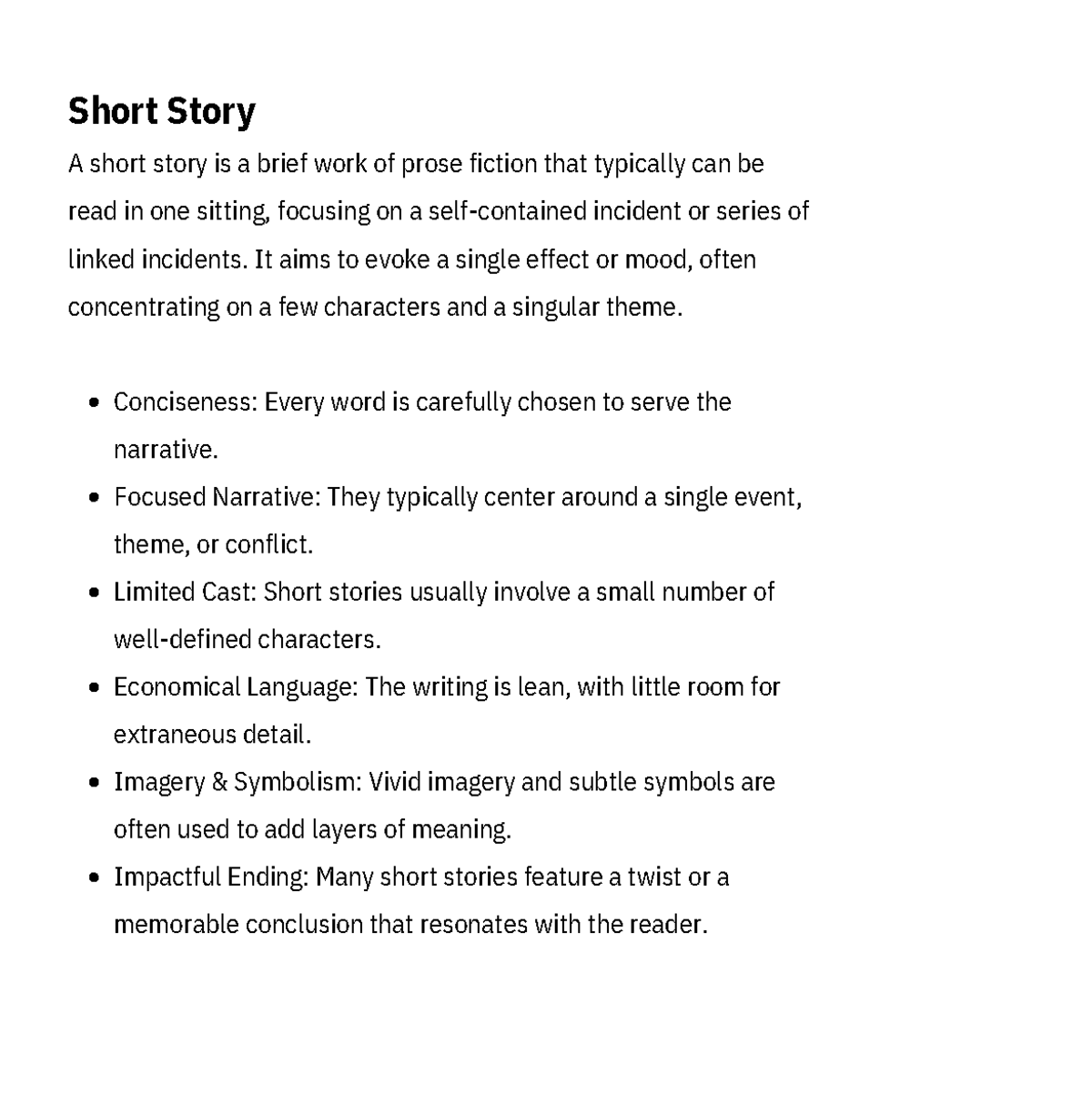 Elements of a Short Story - A short story is a brief work of prose ...