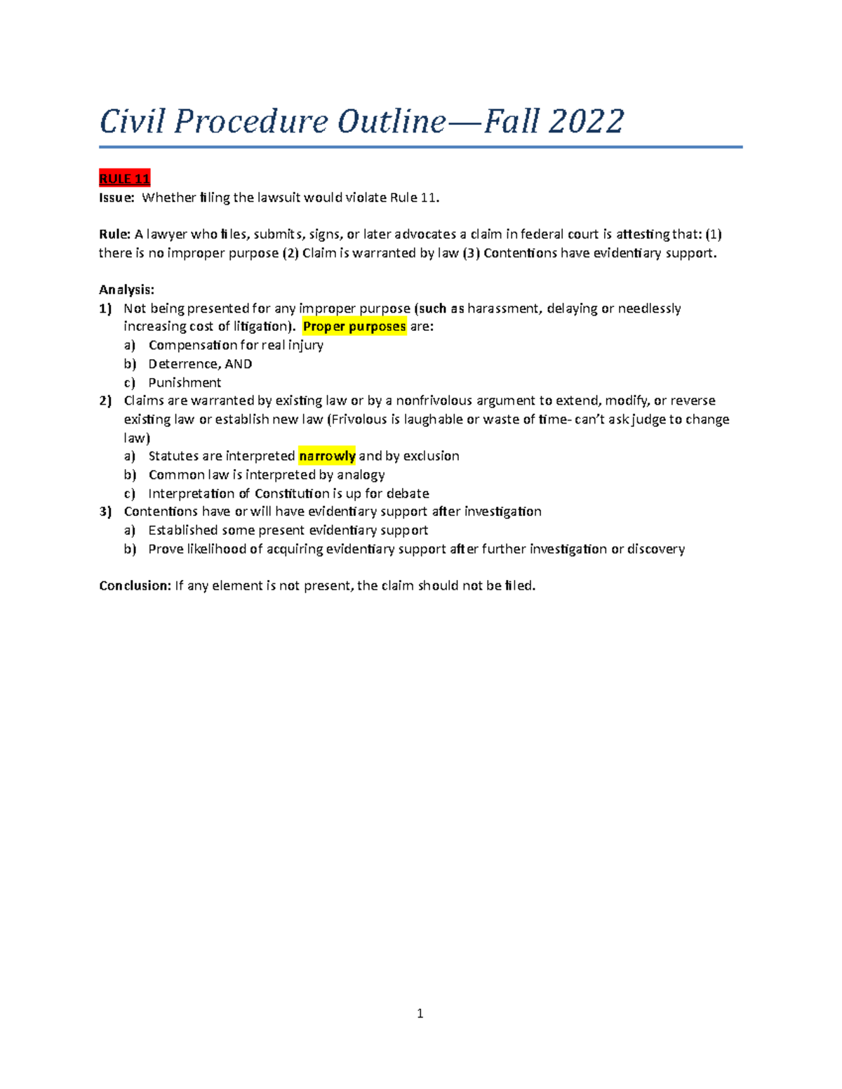 RJ Civ Pro Outline - Comprehensive Review for Final Exam - Studocu