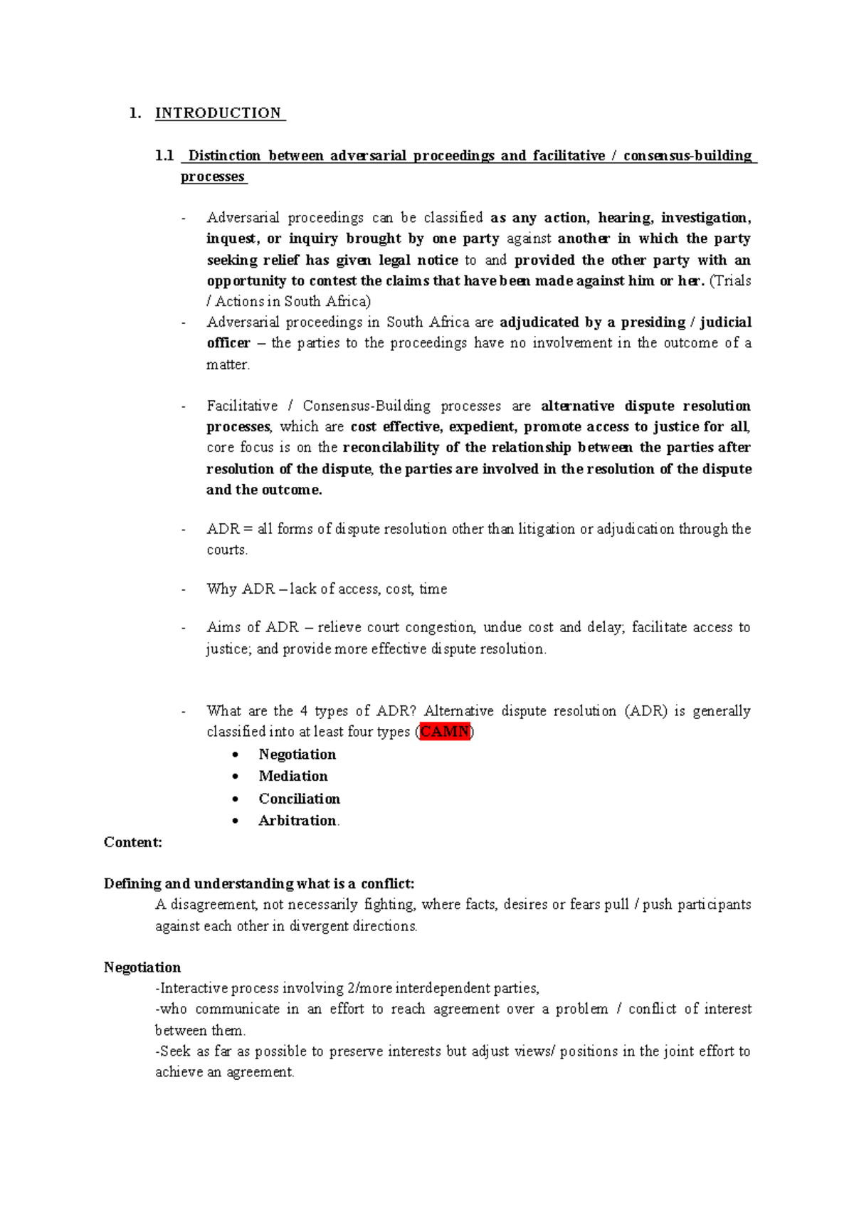 ADR 301 - Comprehensive Overview of Alternative Dispute Resolution ...