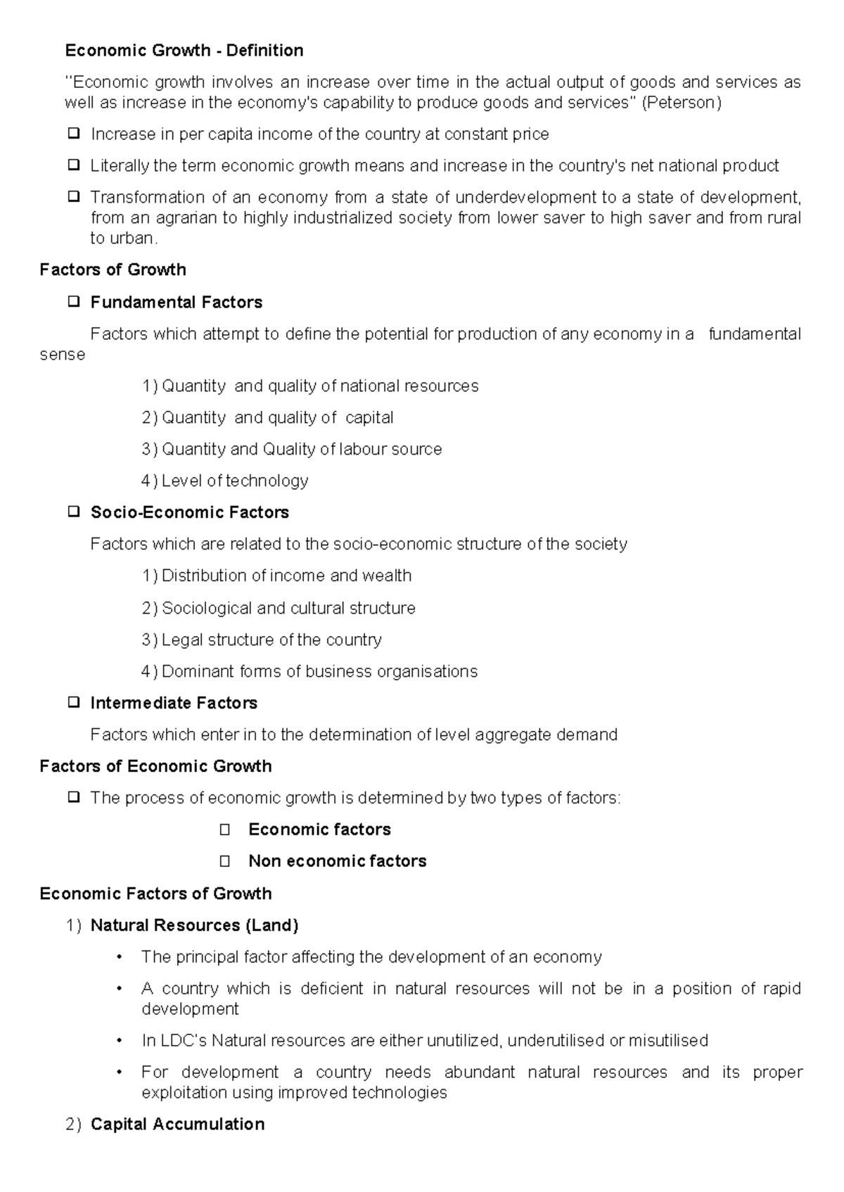 Development Economics Notes: Understanding Economic Growth Factors ...