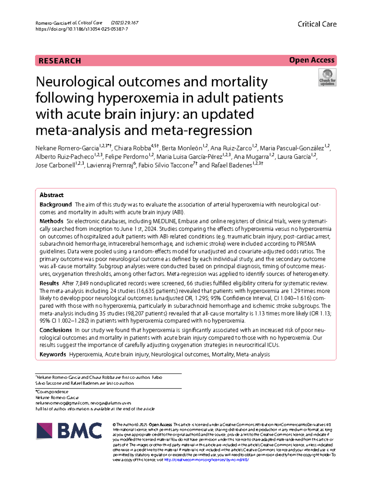 Neurological Outcomes & Mortality Post-Hyperoxemia in ABI Patients ...