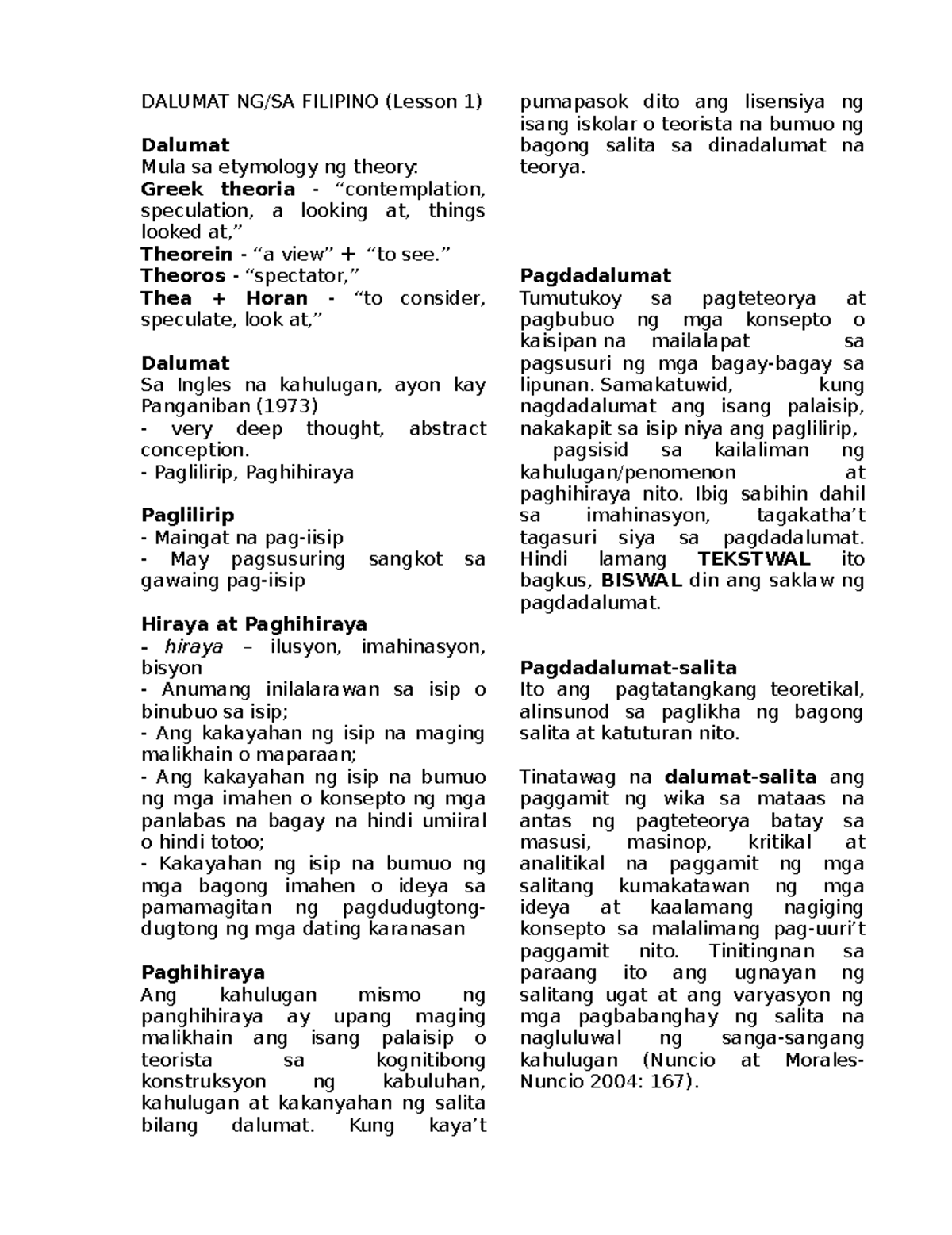 Lesson 1 - DALUMAT NG/SA FILIPINO (Lesson 1) Dalumat Mula sa etymology ...