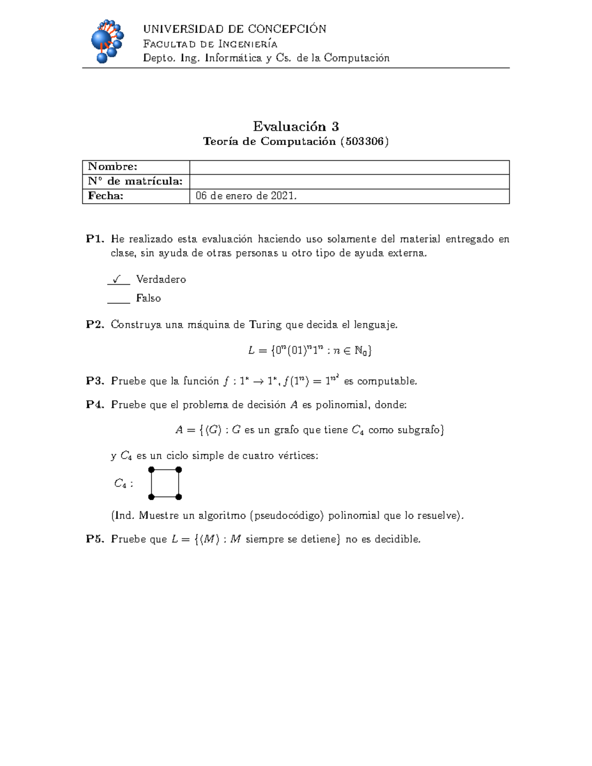 Evaluación 3 (503306): Certamen 3 - Ing. y Cs. 2020-2 - Studocu