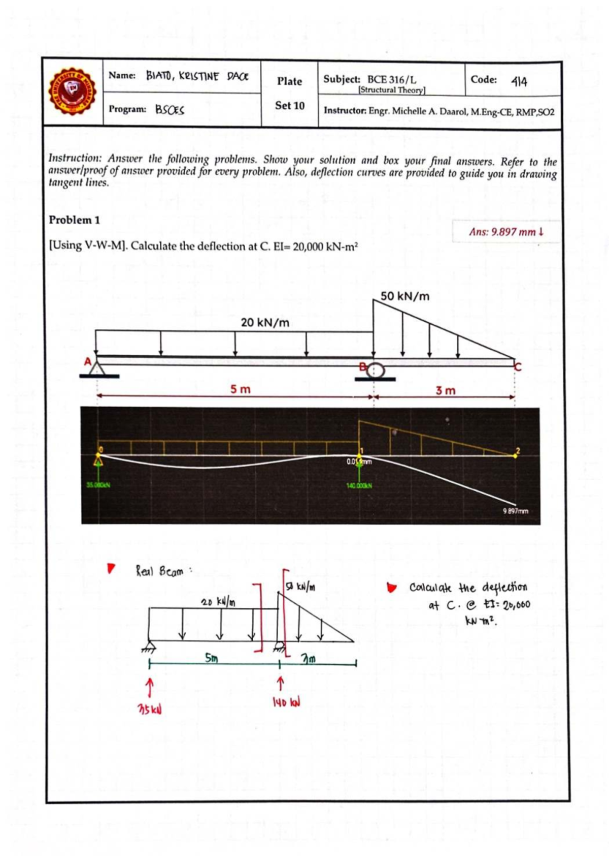 BIATO - BCE Mindanao Plate 414 - Deflection Calculations Set 10 - Studocu