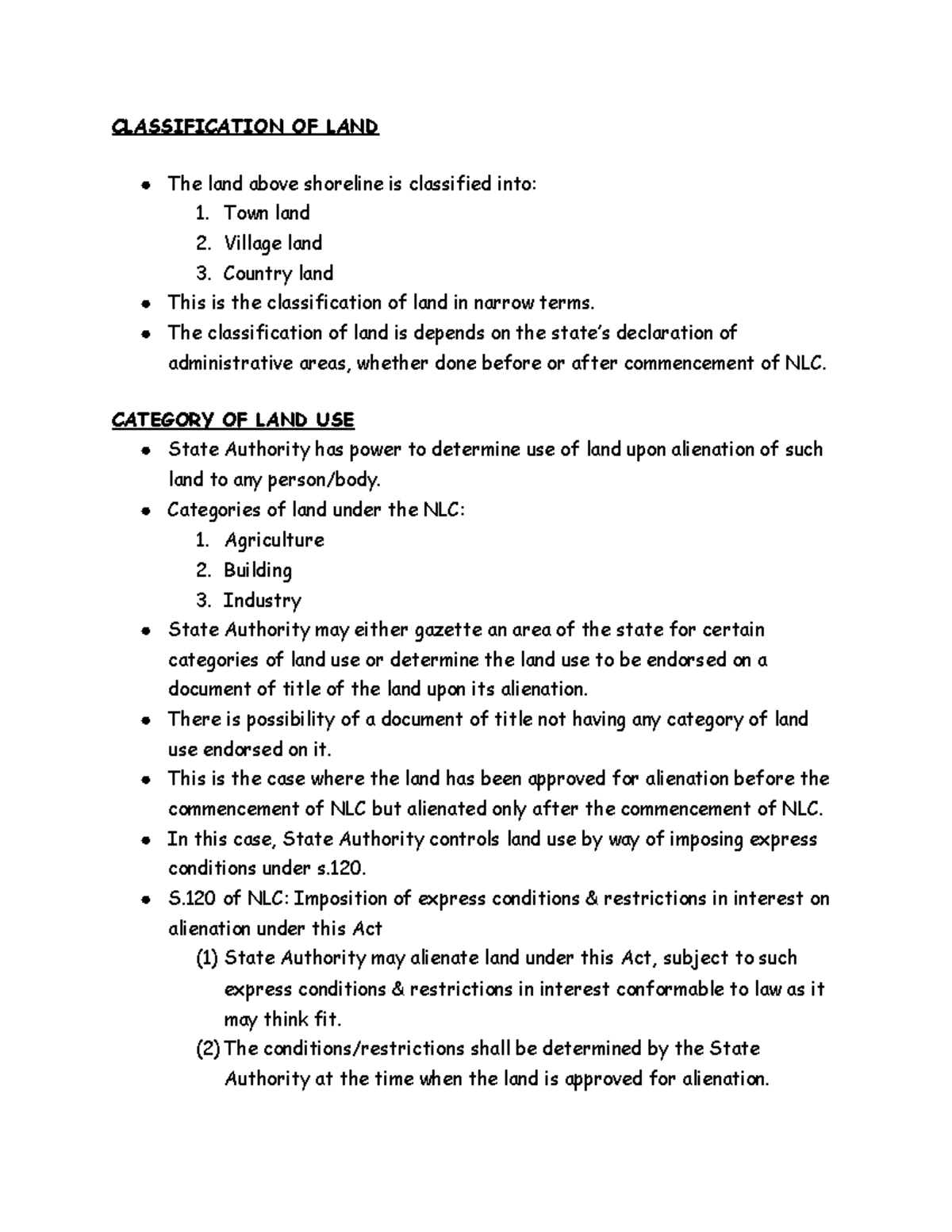 Classification of Land Use and Regulatory Framework Notes - Studocu