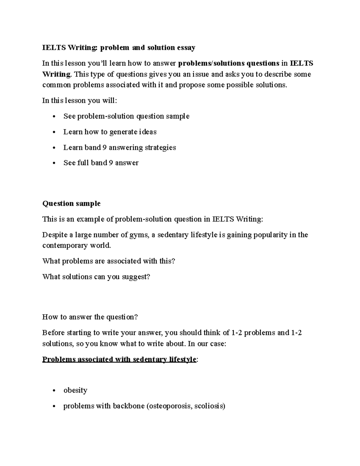 IELTS Writing: Problem & Solution Essay Guide - Studocu