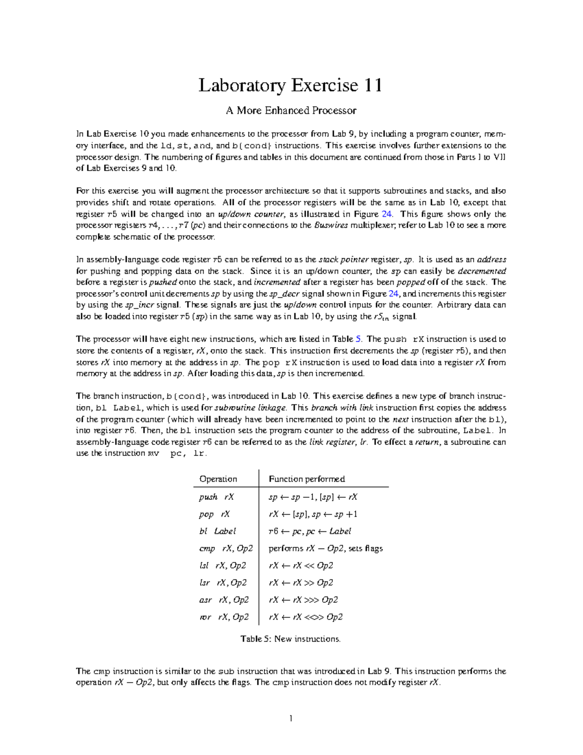 Verilog lab11 - Laboratory Exercise 11 A More Enhanced Processor In Lab Exercise 10 you made ...