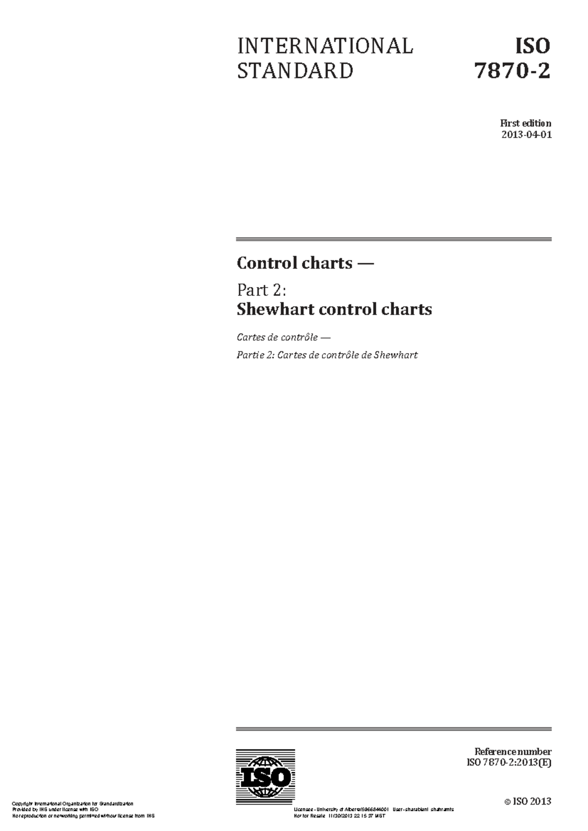 ISO 7870-2:2013 Shewhart Control Charts - A Comprehensive Guide - Studocu