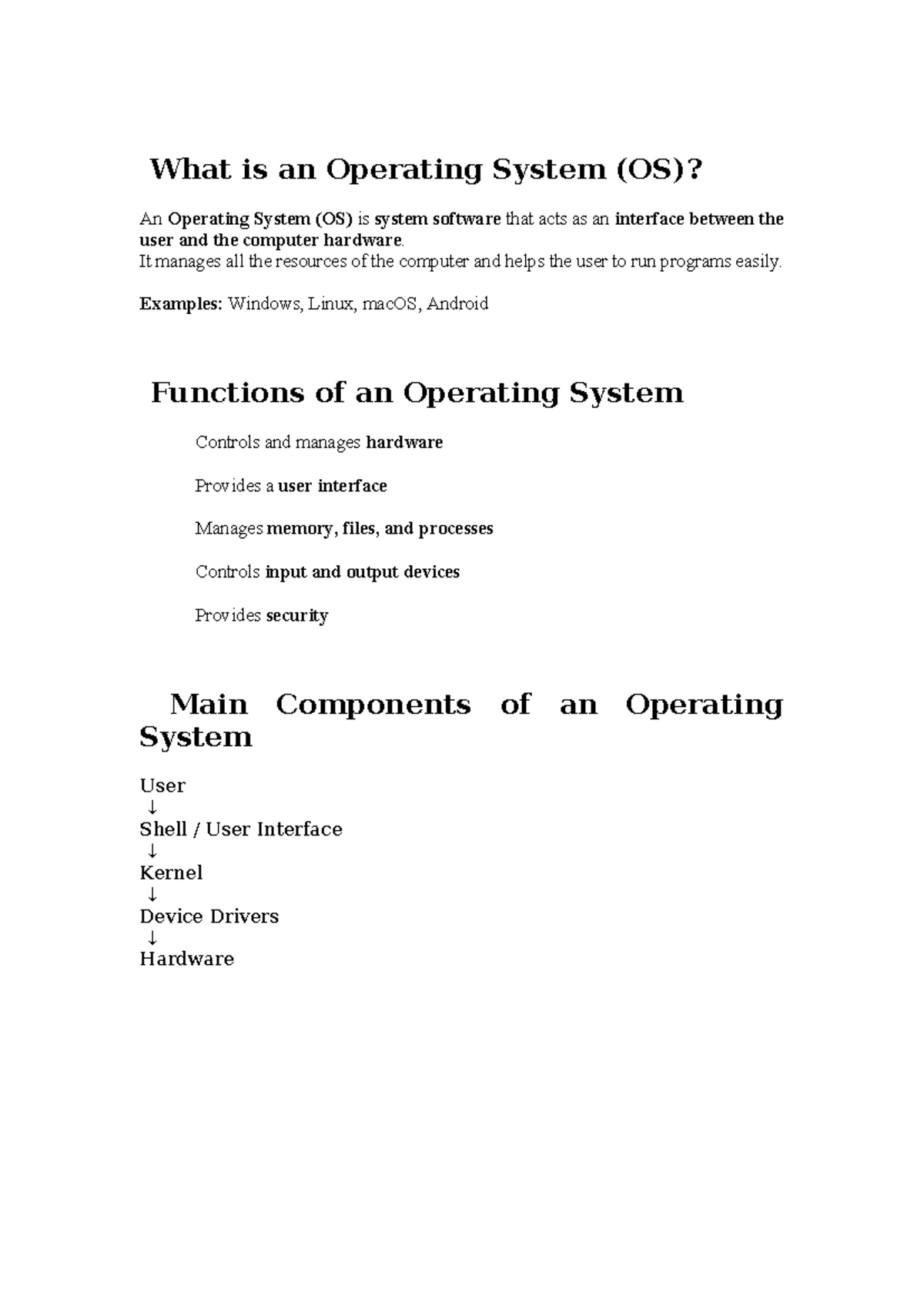Basic Concepts of OS - Overview and Functions - Studocu