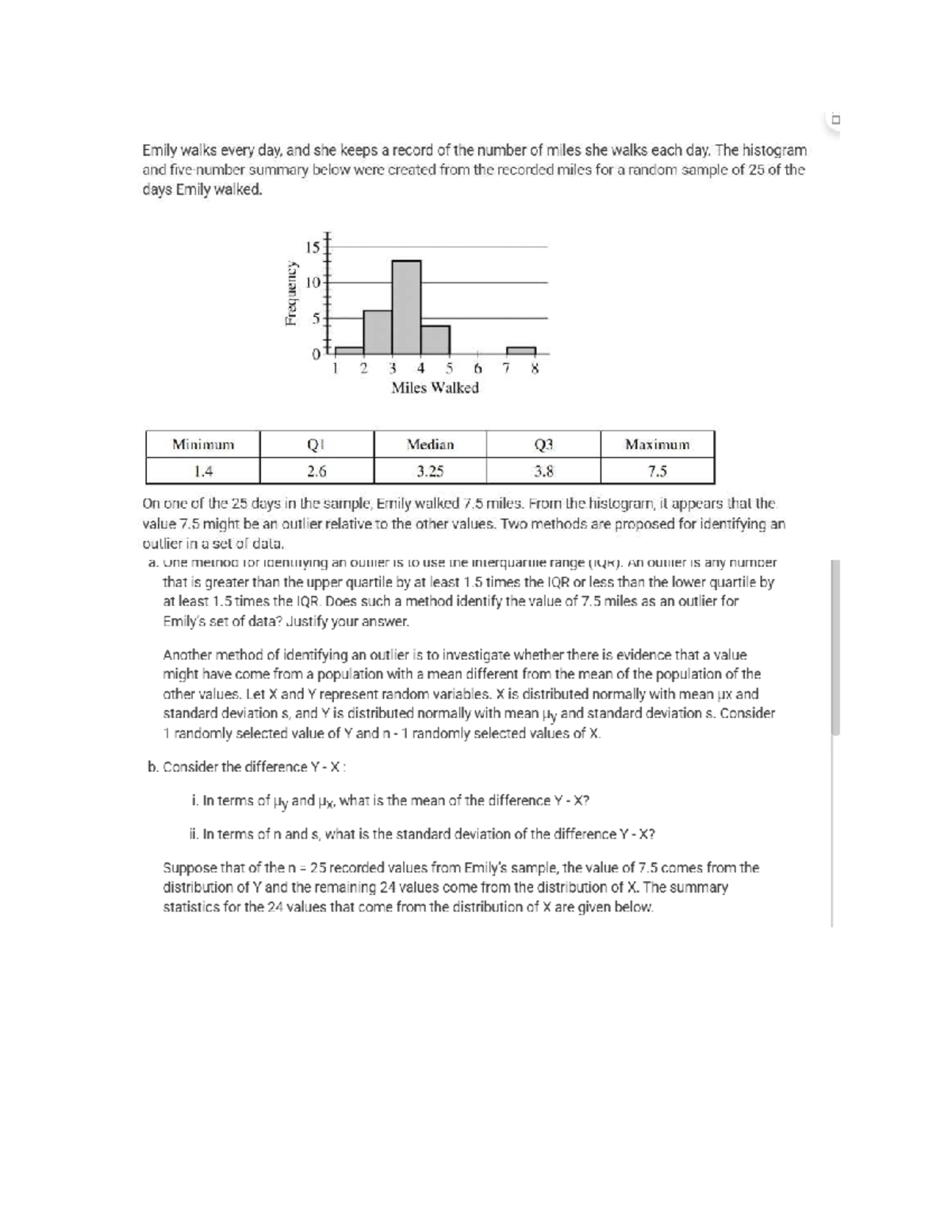 AP Stats FRQ - Practice Questions on Outliers and Data Analysis - Studocu