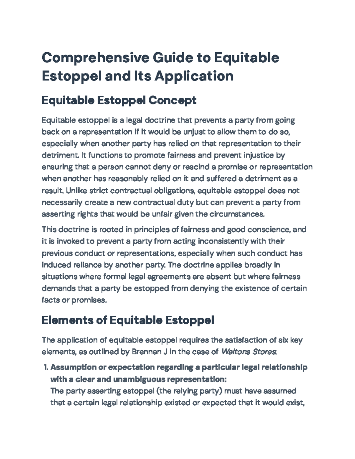 Comprehensive Overview of Equitable Estoppel Principles and ...