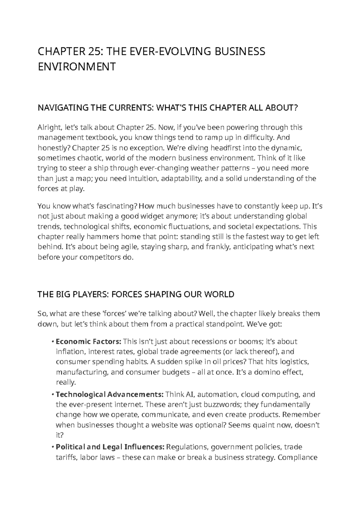 CHAPTER 25 REVIEW: NAVIGATING THE BUSINESS ENVIRONMENT - Studocu