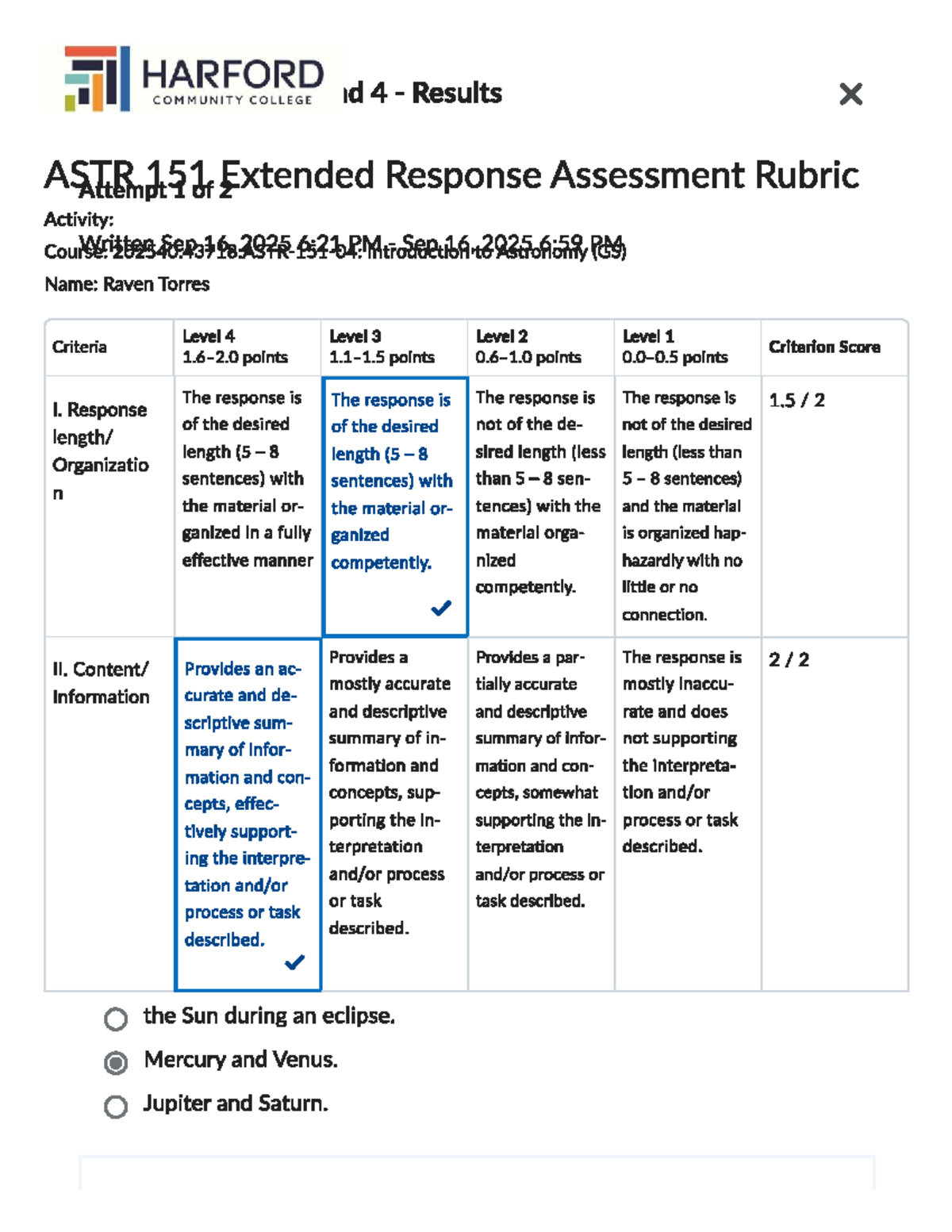 ASTR 151-04 Astronomy Notes: Extended Response Assessment Insights ...