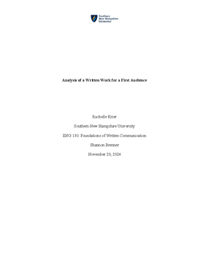 Module 5 Project Draft ENG 190 - Rachelle Krier Professor Knight ENG ...