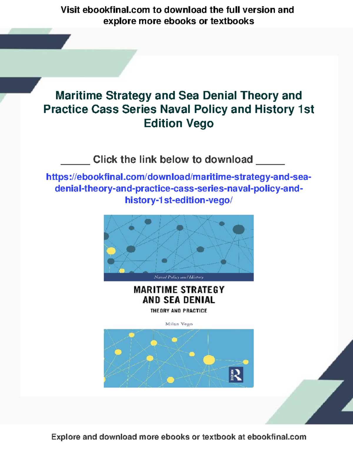 Maritime Strategy and Sea Denial: Theory & Practice (CASS Series) - Studocu