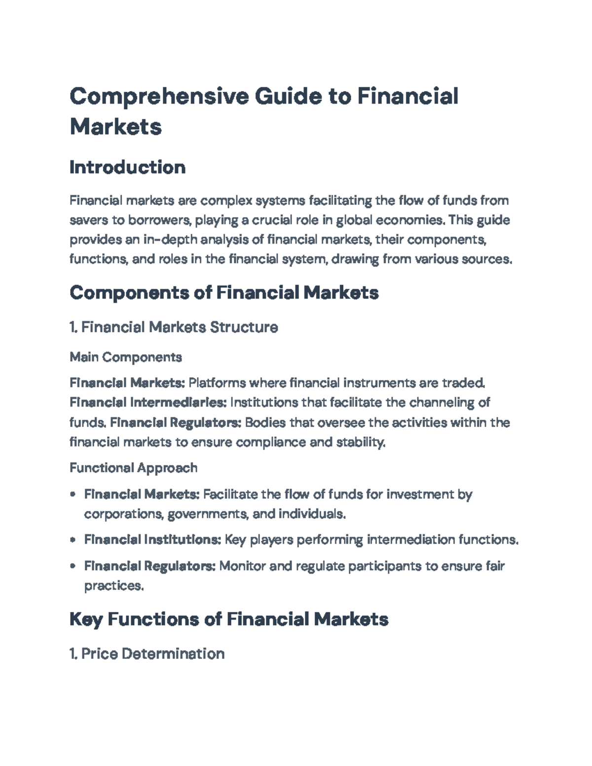Comprehensive Guide to Financial Markets and Their Functions ...