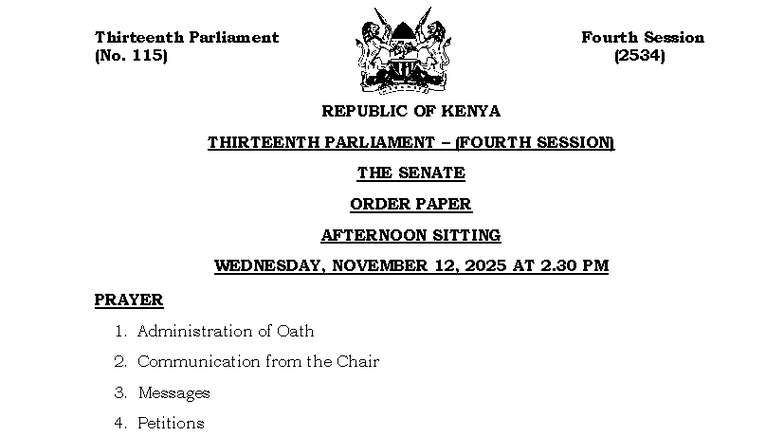 Senate Order Paper - Thirteenth Parliament (No. 115) - Nov 12, 2025 ...