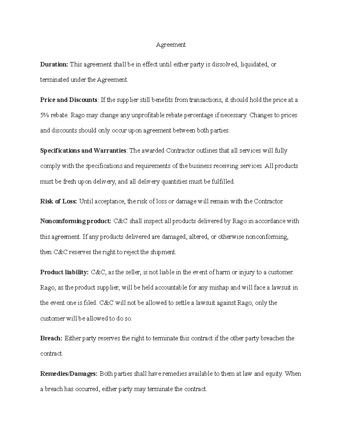 Contract Agreement Terms and Conditions: Duration, Pricing, and ...