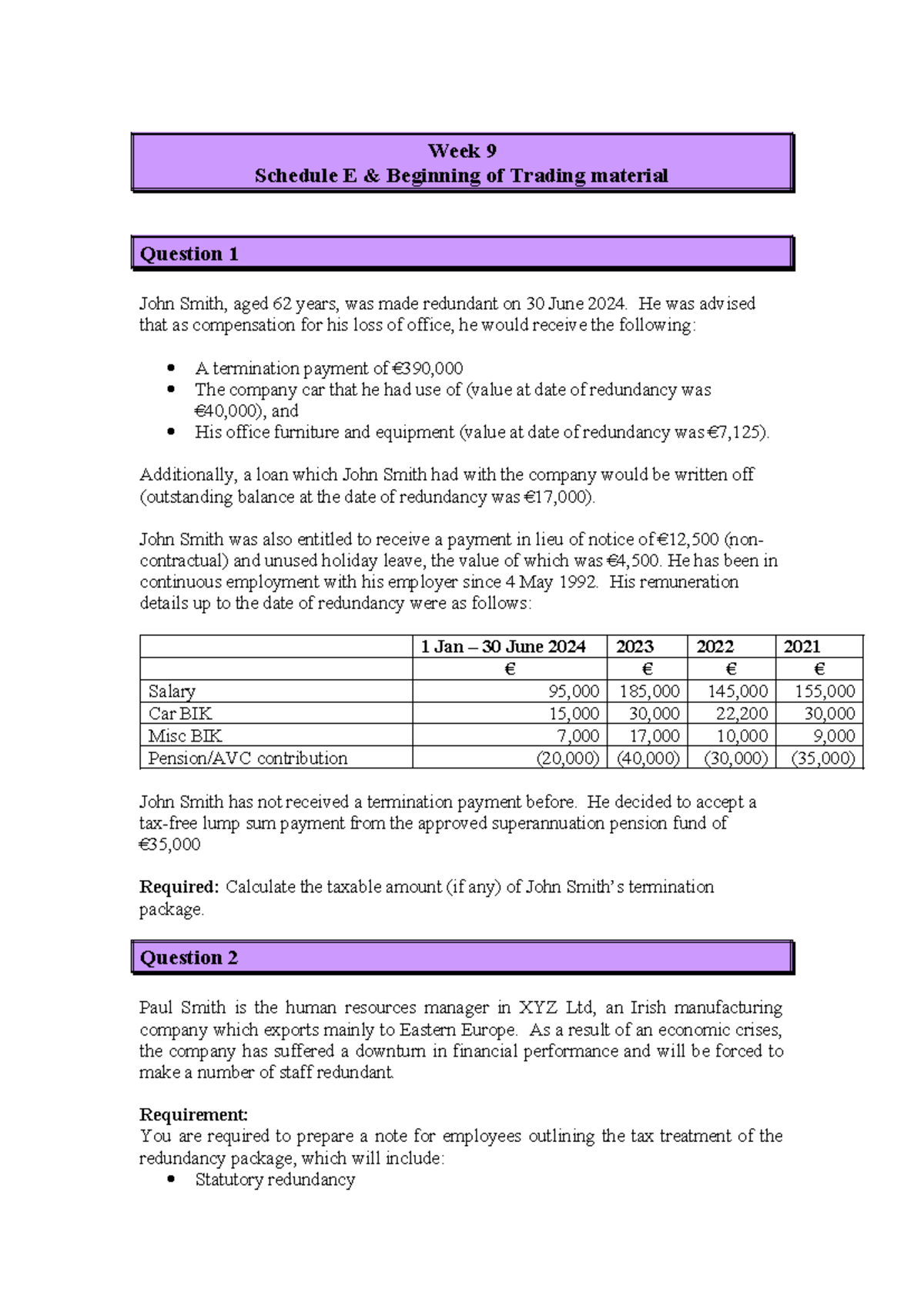 Week 9 Tutorial Questions (Termination and Trading) copy - Week 9 ...