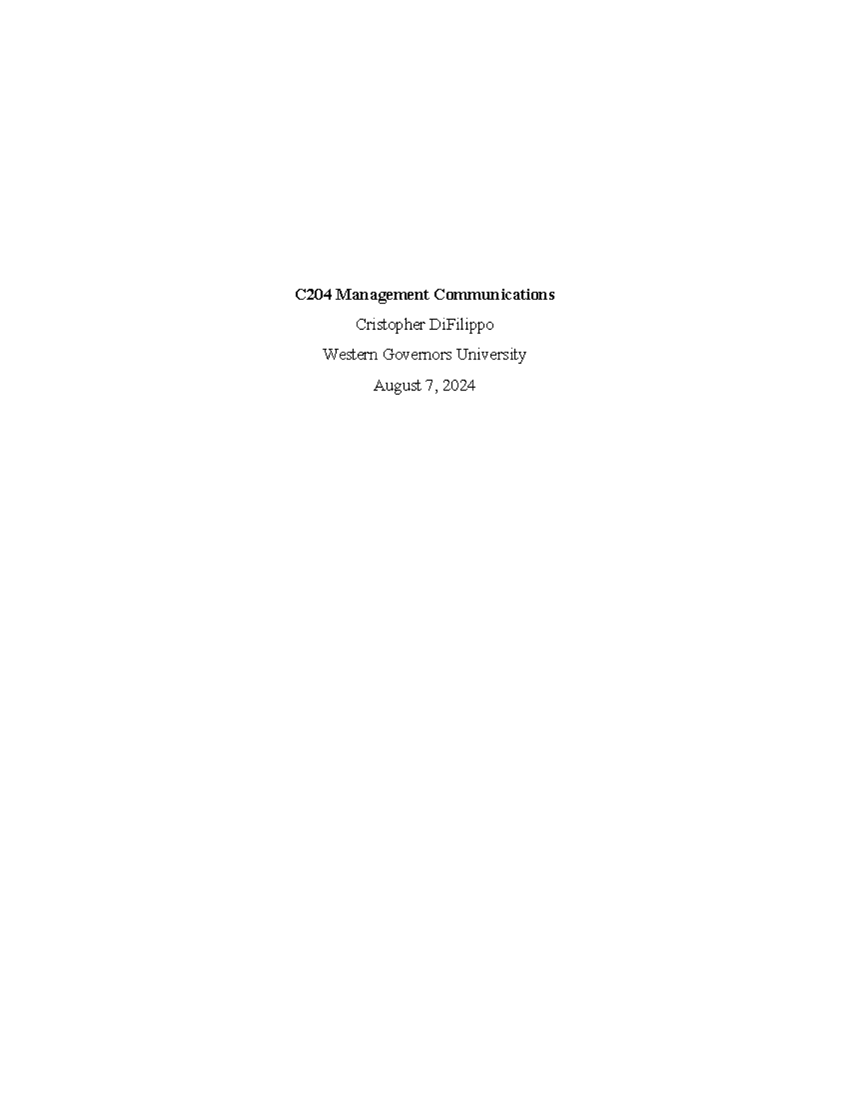 C204 Task 1 - Cristopher Di FIlippo - C204 Management Communications ...