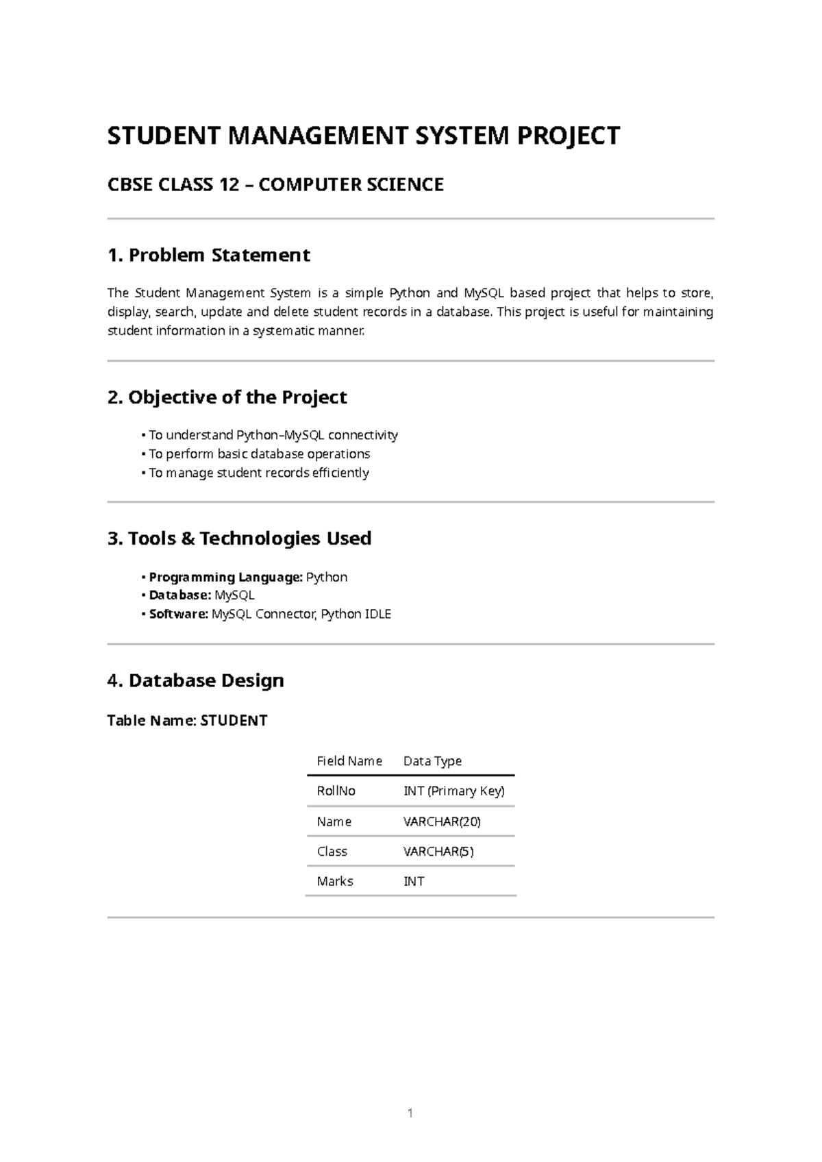 Student Management System Project CBSE Class 12 Computer Science - Studocu