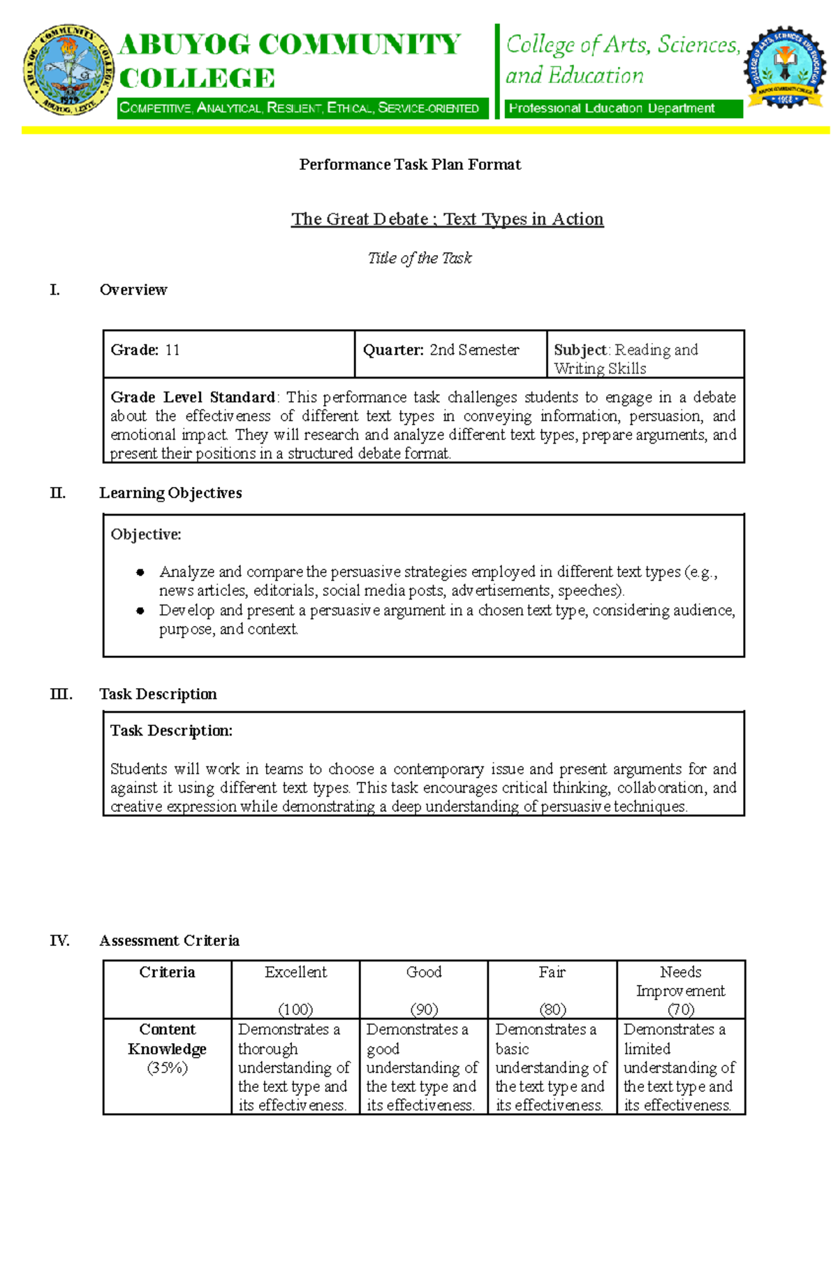 Performance Task 1 - BSED 3 A Diaz Delfinado 9 00-10 30am - Performance ...