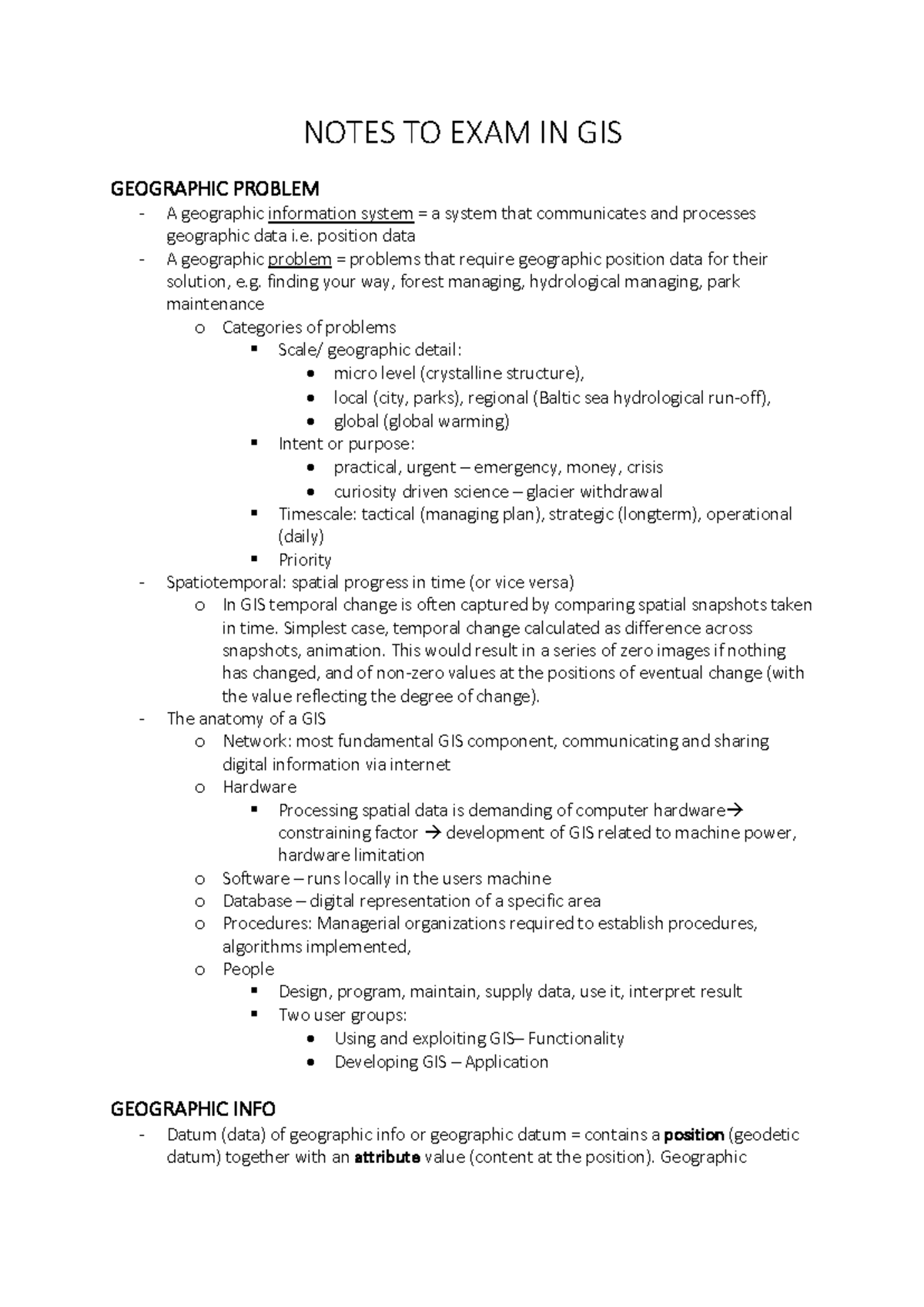 Anteckningar inför tentan i GIS - NOTES TO EXAM IN GIS GEOGRAPHIC ...