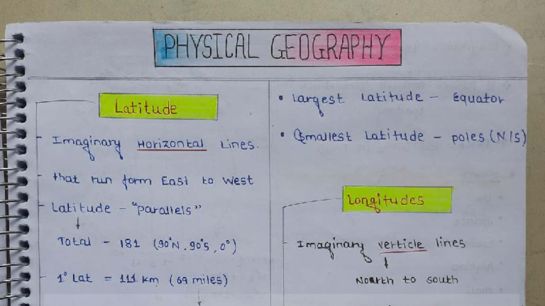 Physical Geography Class Notes: Latitude, Longitude, and Earth Dynamics ...