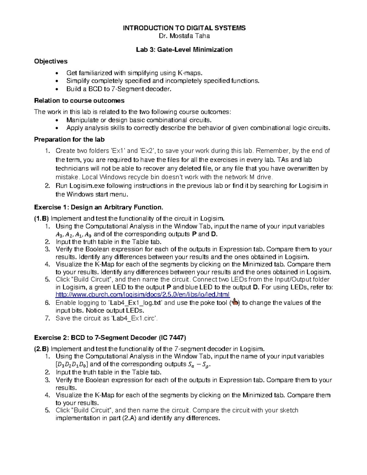 Lab 3 - Gate-Level Minimization Manual for Digital Systems - Studocu