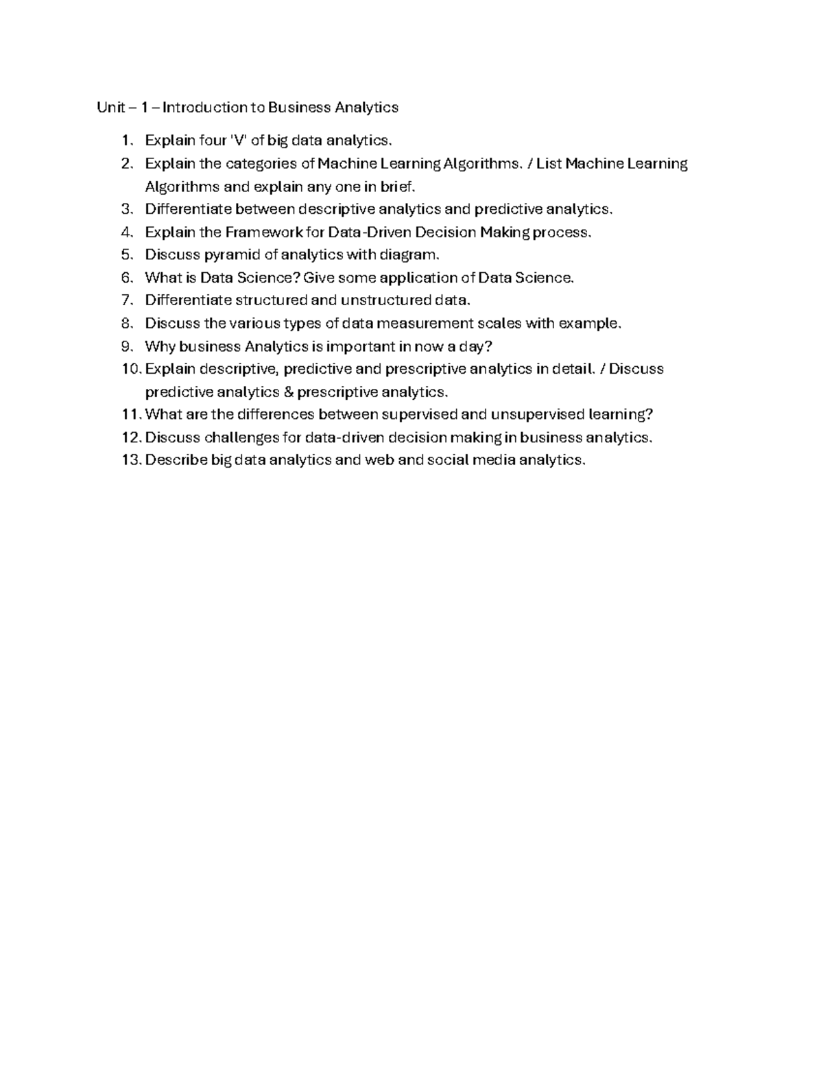 Data Science IMP - Important Topics and Concepts for Exam - Studocu