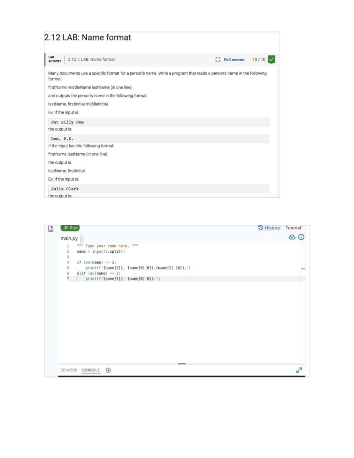 LAB 2.12: Name Format Activity - Output Formatting in Python - Studocu