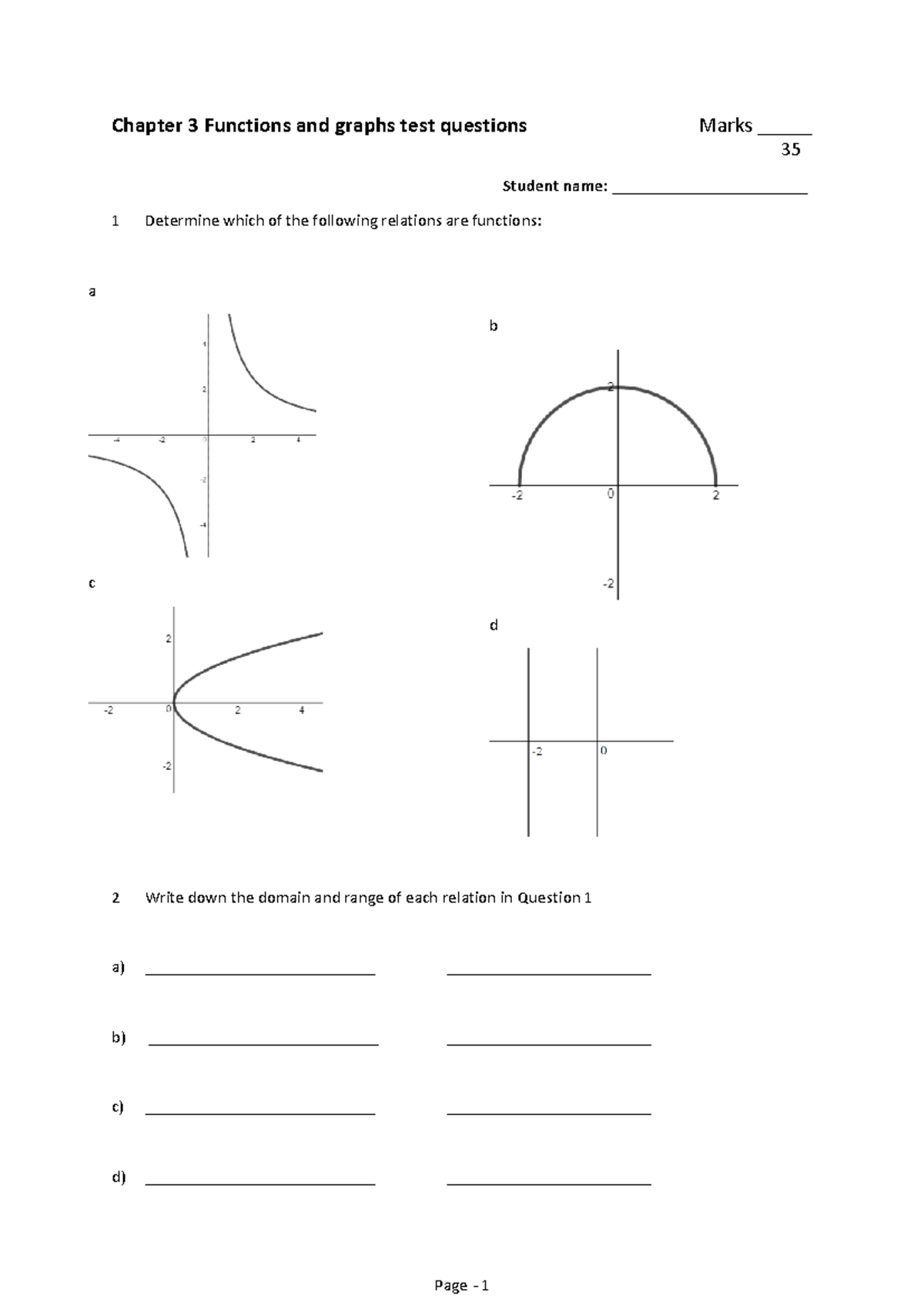 Ch 3 Topic Test - Prelim Maths Advanced - Chapter 3 Functions and ...